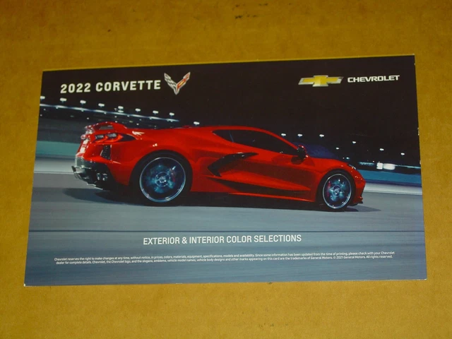 2022 CHEVROLET CORVETTE Factory Color Chip Chart Brochure Mint! £9.94 ...