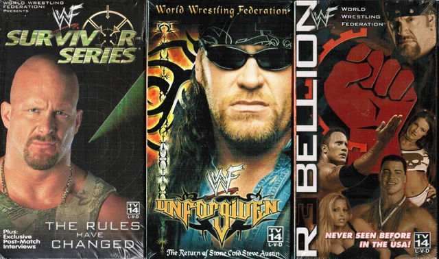 3 NEW WWE WWF Wrestling VHS Lot Rebellion Unforgiven Survivor From 2000 £28.02 - PicClick UK