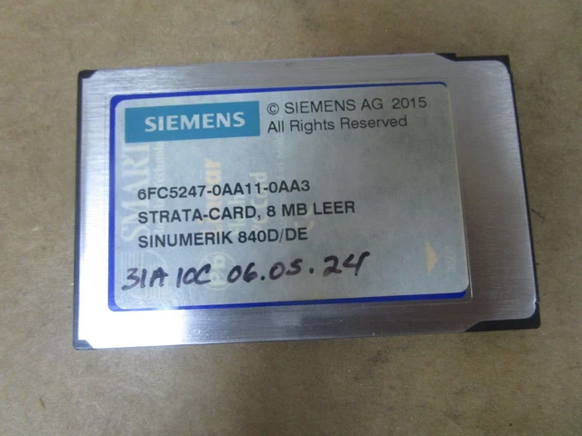 SIEMENS SINUMERIK 840D/DE Strata-Card 8 Mb Memory Card 6Fc5247-0Aa11 ...