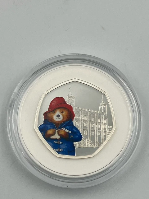 SILVER PROOF 50P Coin Paddington at the Tower 925 Sterling Boxed w/ COA ...