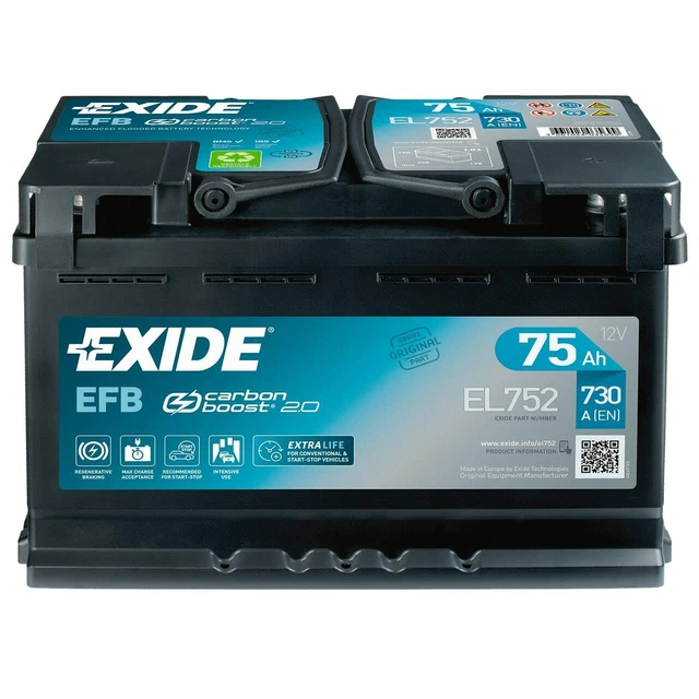 AUTOBATTERIE EXIDE EL752 EFB 12V 75Ah 730A Start-Stop Starterbatterie EUR 115,90 - PicClick IT