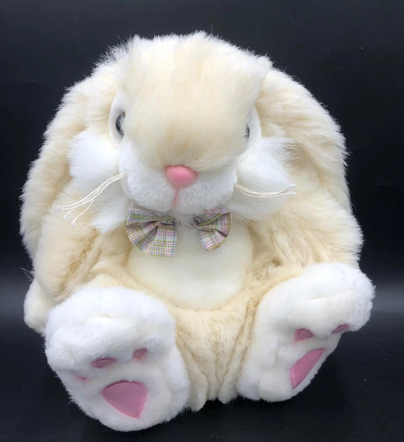 KEEL TOYS PATCHFOOT White Floppy-Eared Bunny Rabbit with Bow 10” Plush ...