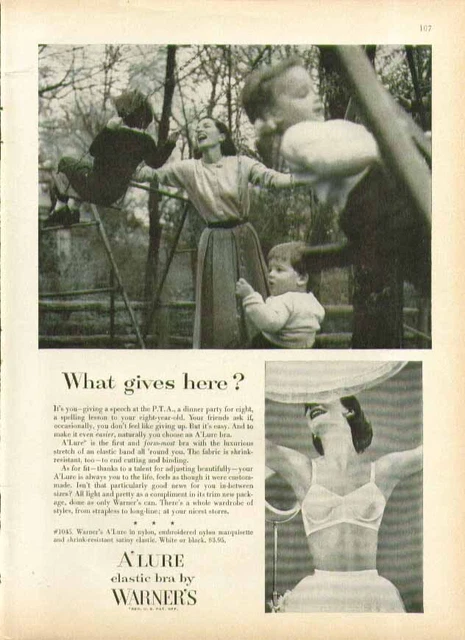 WHAT GIVES HERE? Warner's A'Lure bra ad 1955 £9.62 - PicClick UK