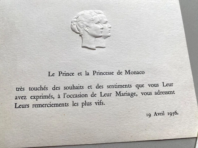 REPLY PRINCE RAINIER & Princess Grace of Monaco Wedding. 2 Cards. No ...