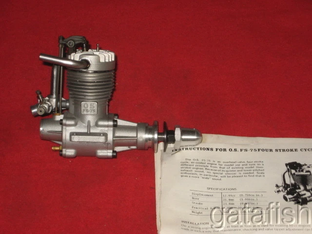 NICE VINTAGE OS FS-75 4-stroke OPEN ROCKER R/C NITRO MODEL AIRPLANE ...