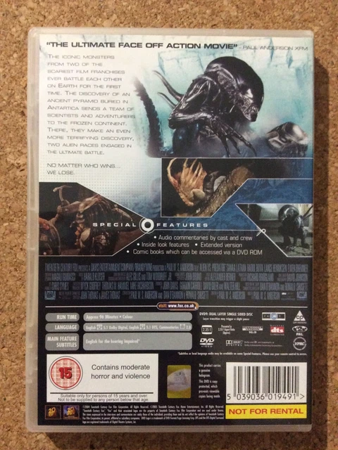 ALIEN VS PREDATOR (2005 DVD) Sanaa Lathan, Lance Henriksen, Raoul Bova ...