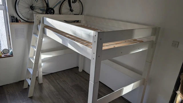 SMALL DOUBLE WOOD Loft Bed with Ladder £219.10 - PicClick UK