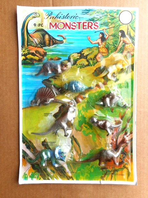 VINTAGE PREHISTORIC MONSTERS Dinosaur Toy Set 9 Dinosaurs Sealed on ...