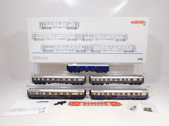 EE112-4# MÄRKLIN H0 AC 4228 Wagon Set Rheingold DRG Nem Kk Kkk Light Sg + Box £348.61 - PicClick UK
