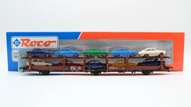 ROCO H0 46630 Autotransportwagen (braun) mit PKW DB EUR 47,79 - PicClick DE
