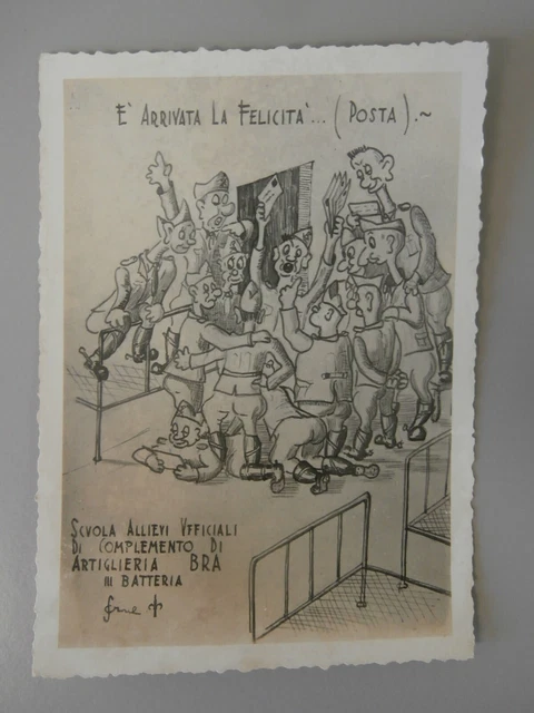 RARA CARTOLINA D'EPOCA Scuola Ufficiali BRA E' arrivata la felicità EUR ...