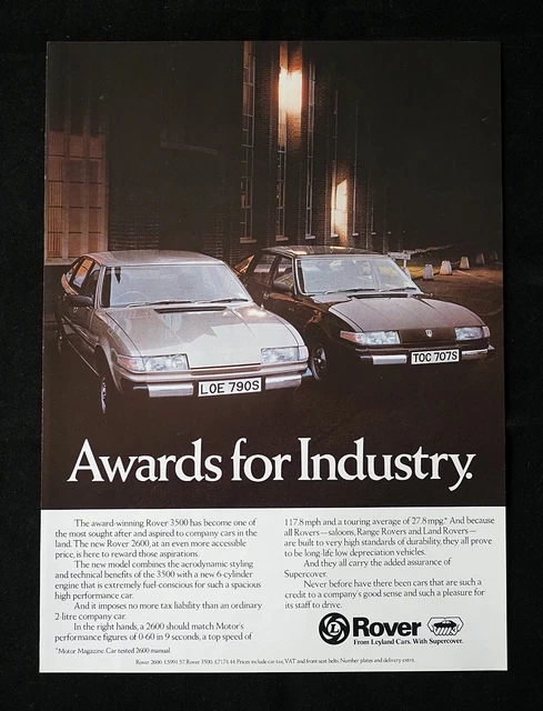 ORIGINAL VINTAGE 1978 Advert. Leyland Cars. Rover 3500 & 2600 Motor ...