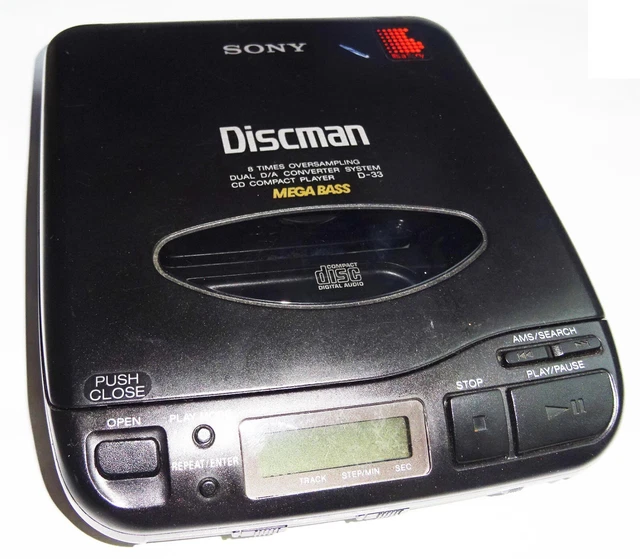 SONY DISCMAN (WALKMAN) D-33 Compact CD Player MEGA BASS vintage EUR 15 ...