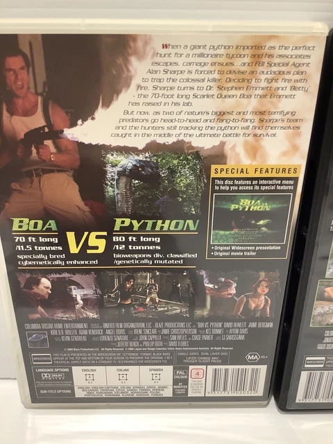 BOA VS PYTHON and Anaconda DVDs Snake PAL R4 Rated M/MA $19.92 - PicClick