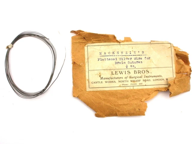 Antique Roll Of Mackenzies Silver Wire For Brain Sutures £5 00