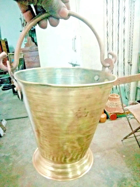 RARE OLD VINTAGE Antique Indian Brass Unique Water Bucket Small ...