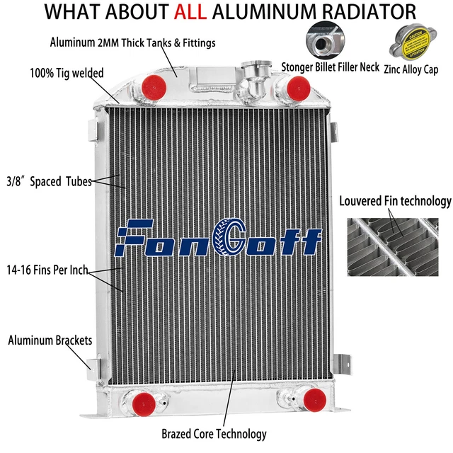 4-CORE ALUMINUM RADIATOR For 1932 Ford Model A Flathead V8 Engine 20 ...