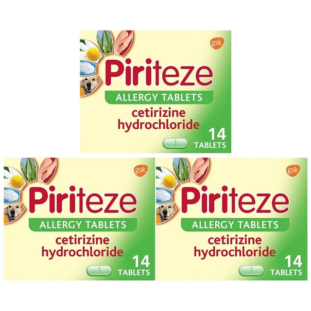 PIRITEZE ANTIHISTAMINE ALLERGY Relief Tablets Cetirizine 14 Tablets ...