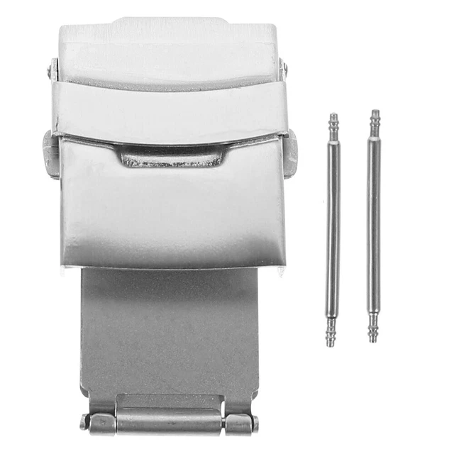 STAINLESS STEEL DOUBLE Push Metal Buckle Watch Buckles Watchband $9.53 ...