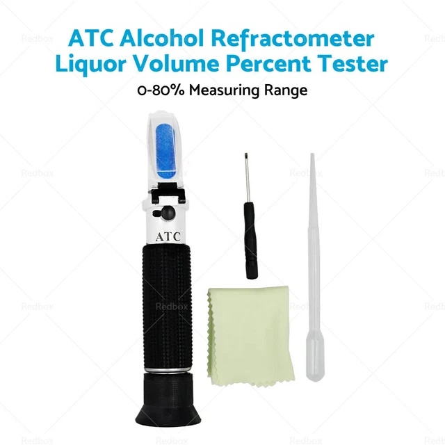 MEASURING RANGE 0-80% ATC Alcohol Refractometer Liquor Volume Percent ...