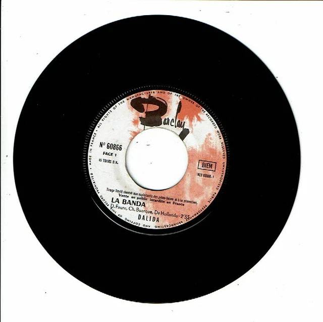 DALIDA VINYLE 45T 7" LA BANDA - JE REVIENS TE CHERCHER Promo BARCLAY ...