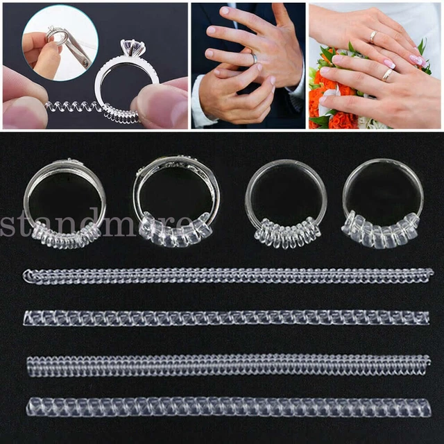 RING SIZE REDUCER Resizer Transparent Adjuster Silicone Spiral Snuggies ...