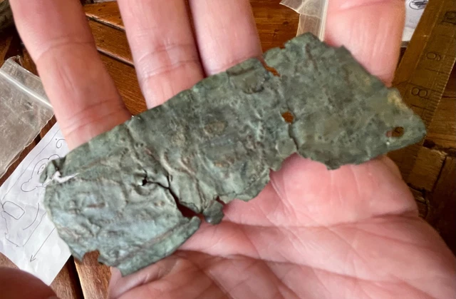 ANGLO SAXON OR Viking - bronze helmet engraved part ? bird detector ...