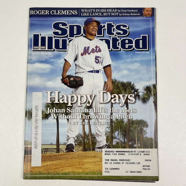 SPORTS ILLUSTRATED JOHAN Santana New York Mets Roger Clemens February ...