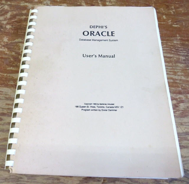 VINTAGE DEPHI'S ORACLE Database Management System User's Manual 1983 £ ... VINTAGE DEPHI'S ORACLE Database Management System User's Manual 1983 £ ...