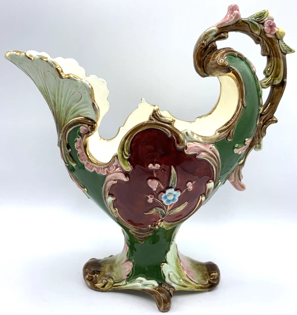 EICHWALD MAJOLICA AUSTRIAN Pottery Pitcher Art Nouveau Ewer 11" Antique ...