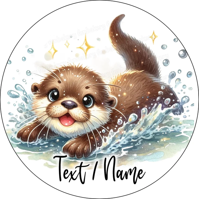 SEA OTTER WEASEL Cake Topper Party Deco Edible Birthday Custom ...