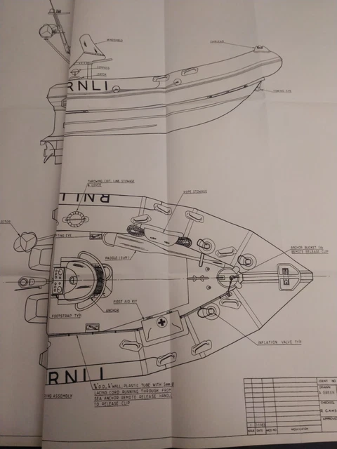 RNLI LIFEBOAT ATLANTIC 75 General Arrgt Drawing Plan £19.99 - PicClick UK