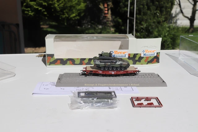 ROCO H0 883 Schwerlastwagen Roco DB Minitanks, mit Panzer Roland EUR 44 ...