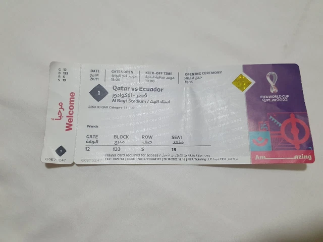 TICKET QATAR ECUADOR World Cup 2022 Game 1 Coupe du Monde WC EUR 35,00 ...