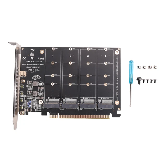 4-DISK NVME PCI-E X16 Card Array Expansion Card Support M. 26476 £20.22 - PicClick UK