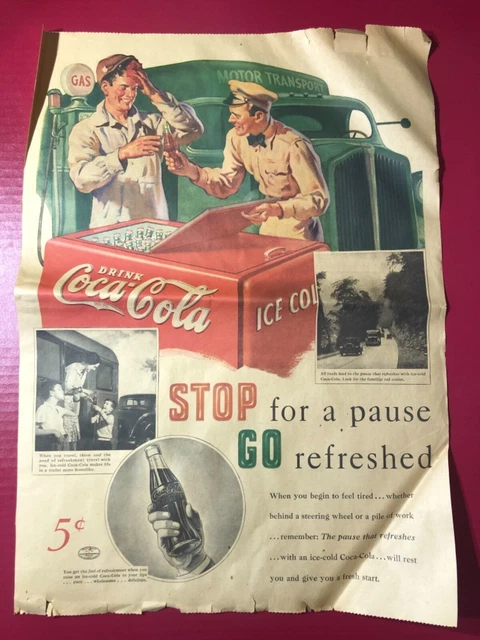 1937 COCA-COLA COKE "Stop For A Pause Go Refreshed" full page ad 21 ...