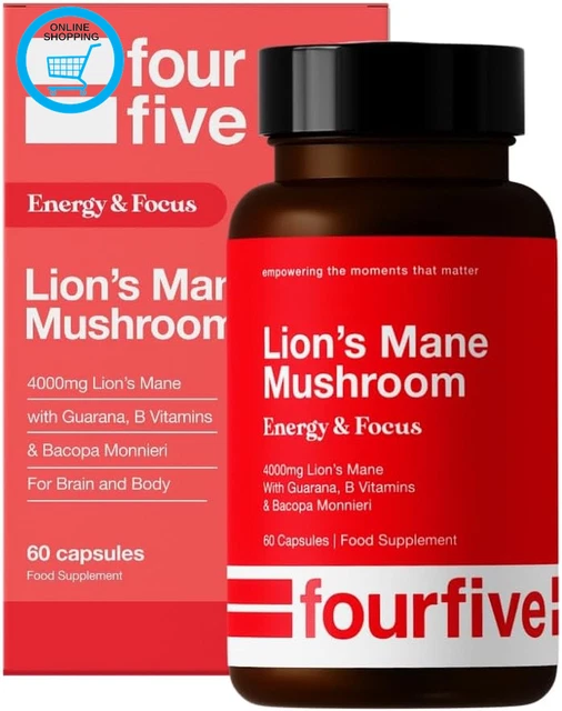 LIONS MANE MUSHROOM Supplement (4000Mg) Energy & Focus Blend, Support ...