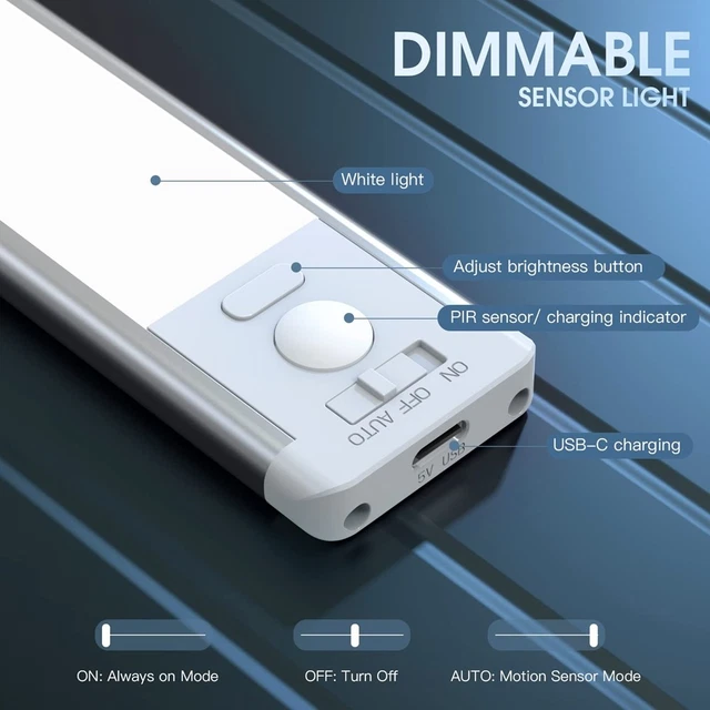 2X(UNDER CABINET LIGHTS, 64 LED Rechargeable Battery Motion Sensor ...