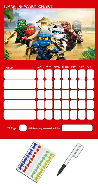 NINJAGO LEGO REUSABLE BEHAVIOUR REWARD CHART (Stickers & Pen) £2.95 ...