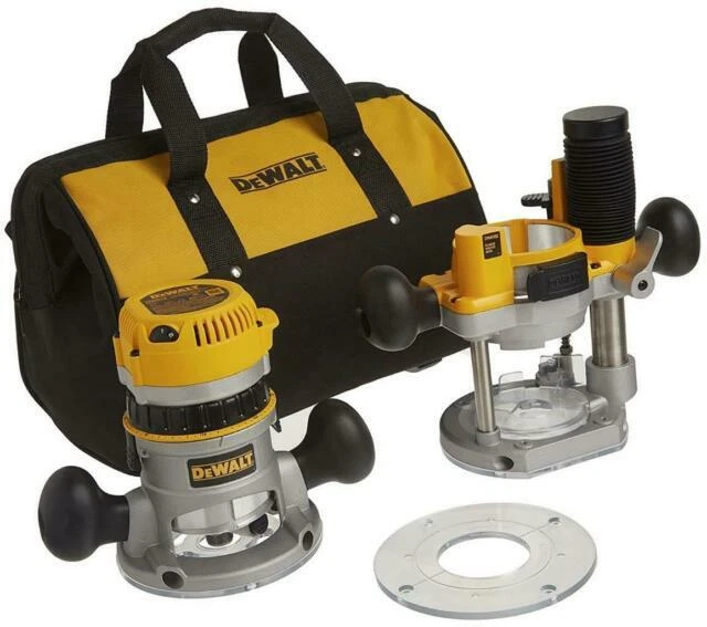 DEWALT DW618PKB 2-1/4 HP EVS Fixed Base/Plunge Router Combo Kit with ...