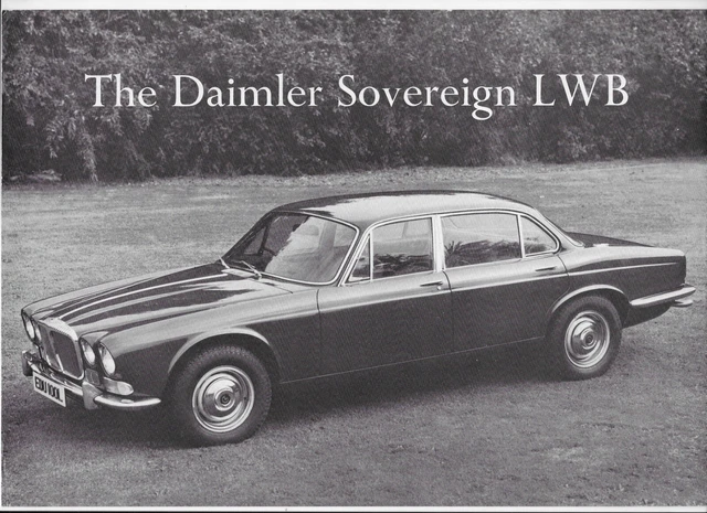 1973 DAIMLER SOVEREIGN LWB leaflet: long wheel base Series 1 Jaguar XJ6 ...