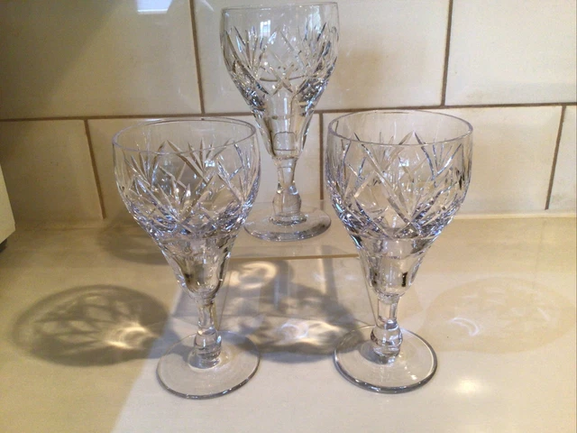 TUDOR - ENGLISH Crystal - Wolsey Pattern - Cut Crystal Wine Glasses ...