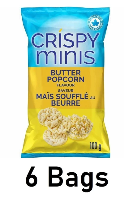QUAKER CRISPY MINIS Butter Popcorn Rice Chips 100g/3.52oz 6 Count From ...