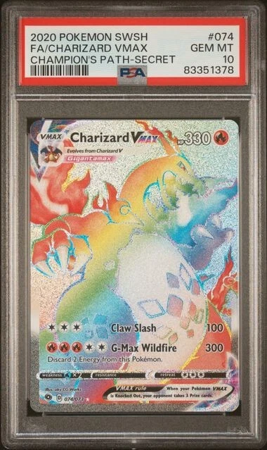 2020 POKEMON TCG Champion's Path Charizard VMAX 74/73 Secret Rare PSA ...