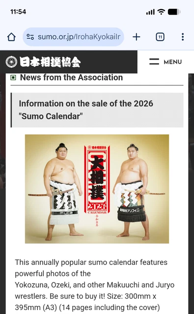 SUMO CALENDAR 2026 £5.45 - PicClick UK