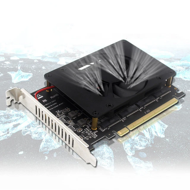 PCIEX16 NVME M.2 Mkey SSD RAID Expansion Adapter Reusable 4-Disk SSD ...
