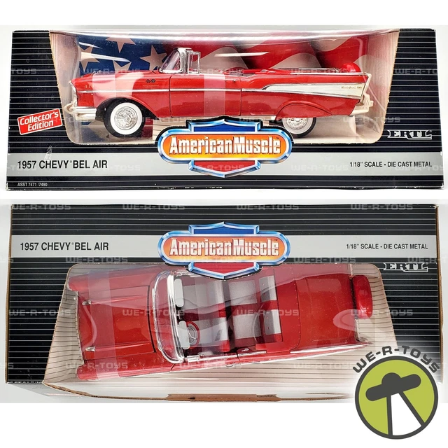 AMERICAN MUSCLE ROT 1957 Chevy Bel Luft 1/18 Maßstab Druckguss Ertl ...