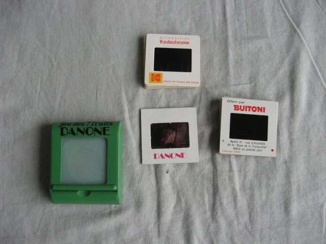 ANCIENNE VISIONNEUSE DIAPO Danone + lot diapo Buitoni mission Apollo XI ...