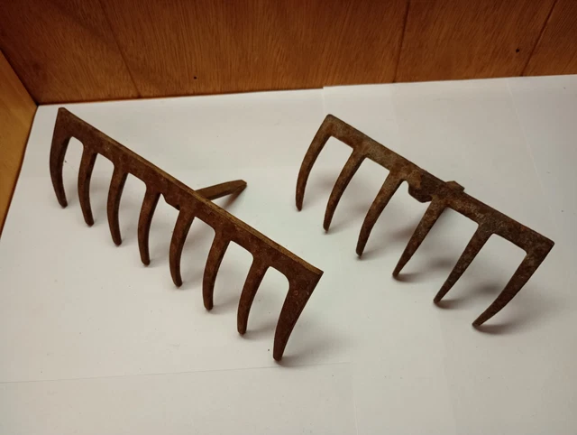 VINTAGE 8 TINE Cultivator Rake Head Garden Claw Tool lot of two *** $16 ...