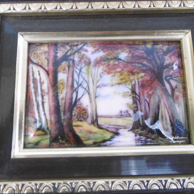 TABLEAU EMAUX DE limoges signe betourne EUR 62,00 - PicClick FR